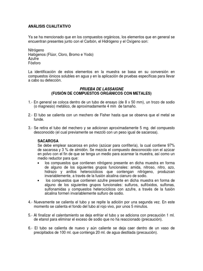 Metodo Liebig y Dumas ANALISISCUALITATIVOYCUANTITATIVO | PDF