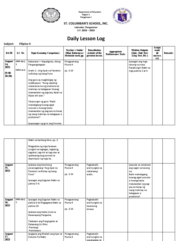 DLL in Filipino 4 | PDF
