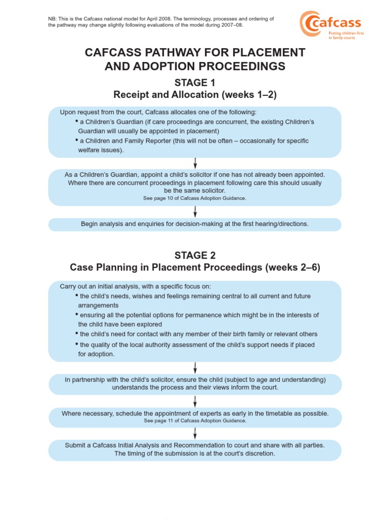 Cafcass Adoption Pathway Overview | PDF | Adoption | Legal Guardian