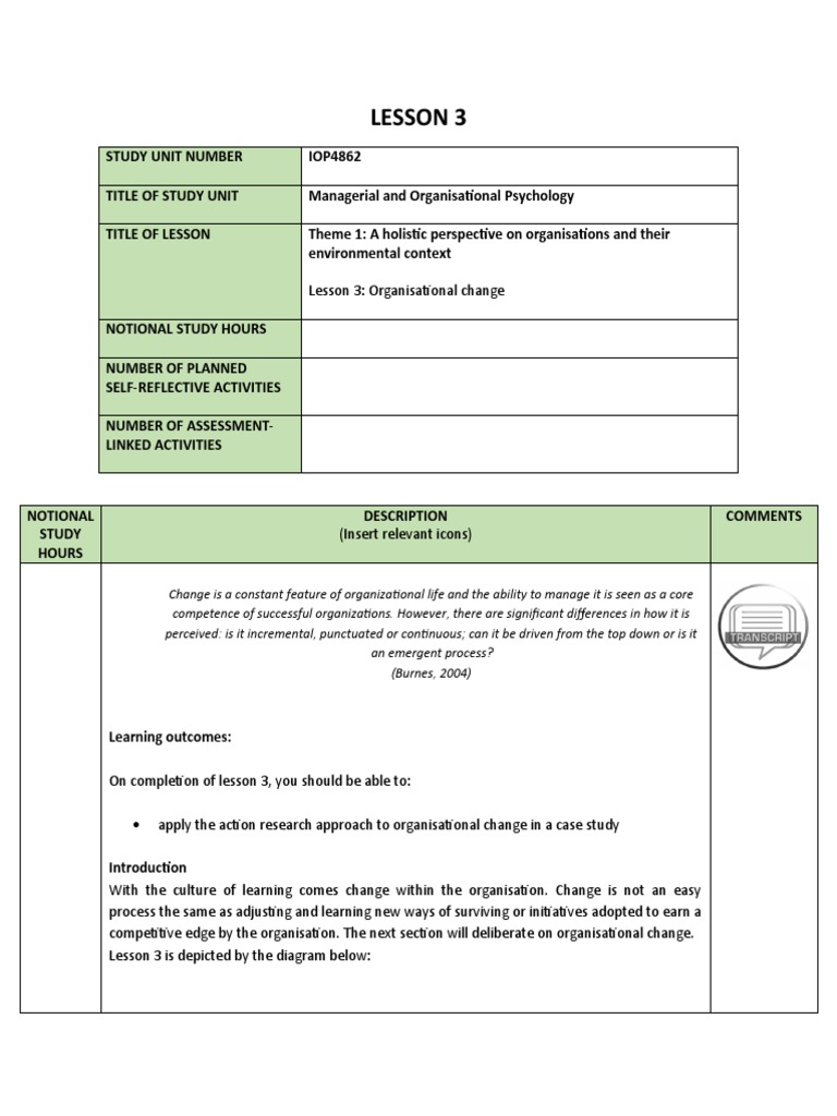IOP4862 Theme 1 Lesson 3 | PDF
