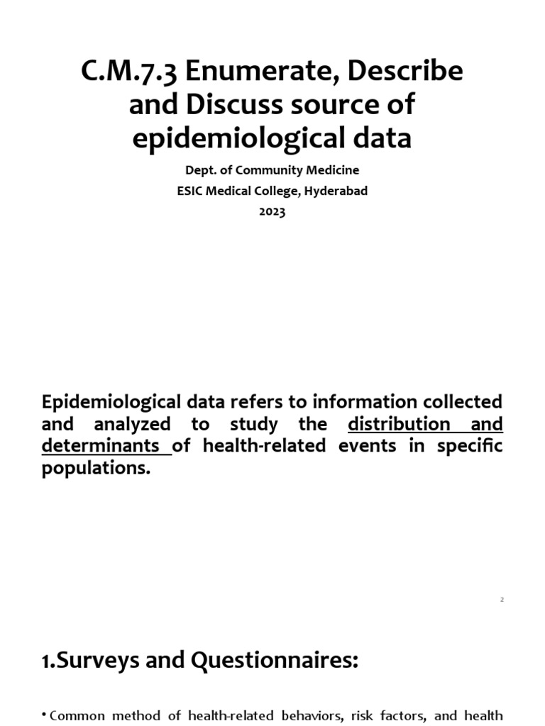 CM 7.3 Source of Epidemiological Data | PDF