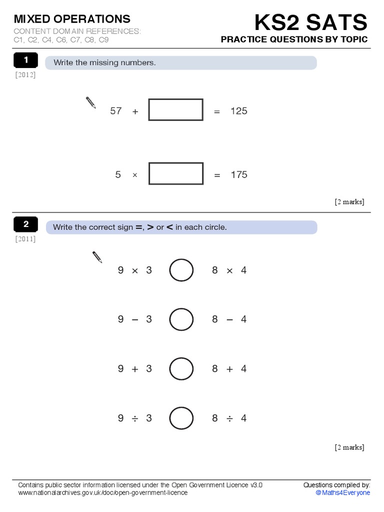 Mixed Operations Ks2 Sats Questions 30009 | PDF