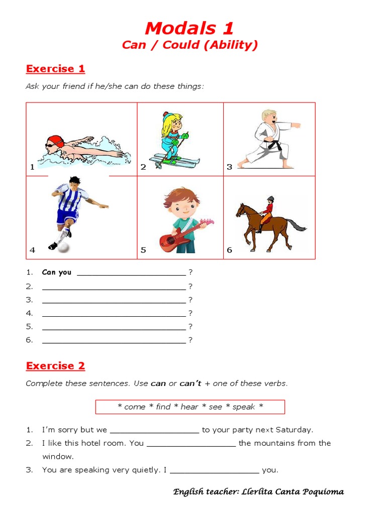 Modal Verbs Can - Could Practice Ga #02 | PDF
