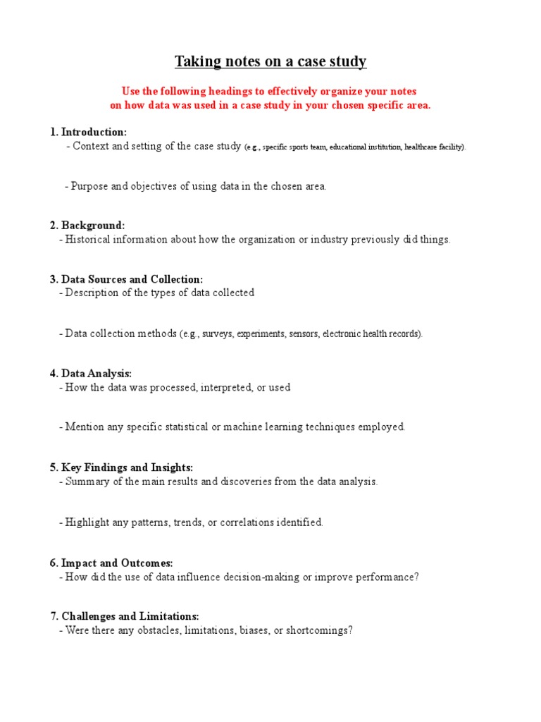 Worksheet - Case Study Notes | PDF