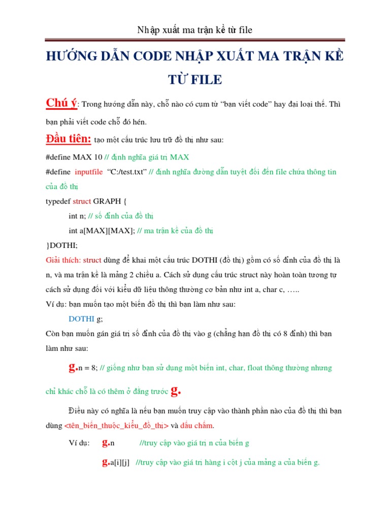 Huong Dan Code Nhap Xuat Ma Tran Ke Tu File | PDF