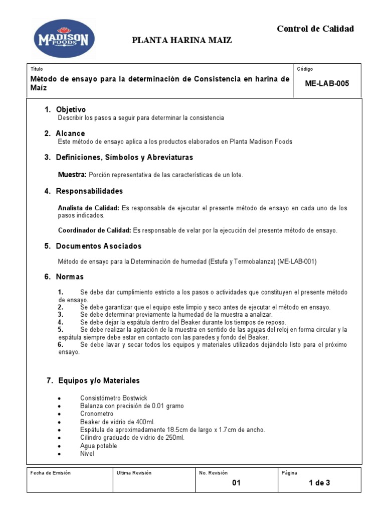 ME-LAB-005 Metodo Consistencia | PDF