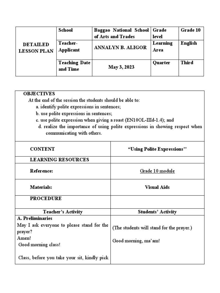 Detailed Lesson Plan 2 | Download Free PDF | Learning | Teachers