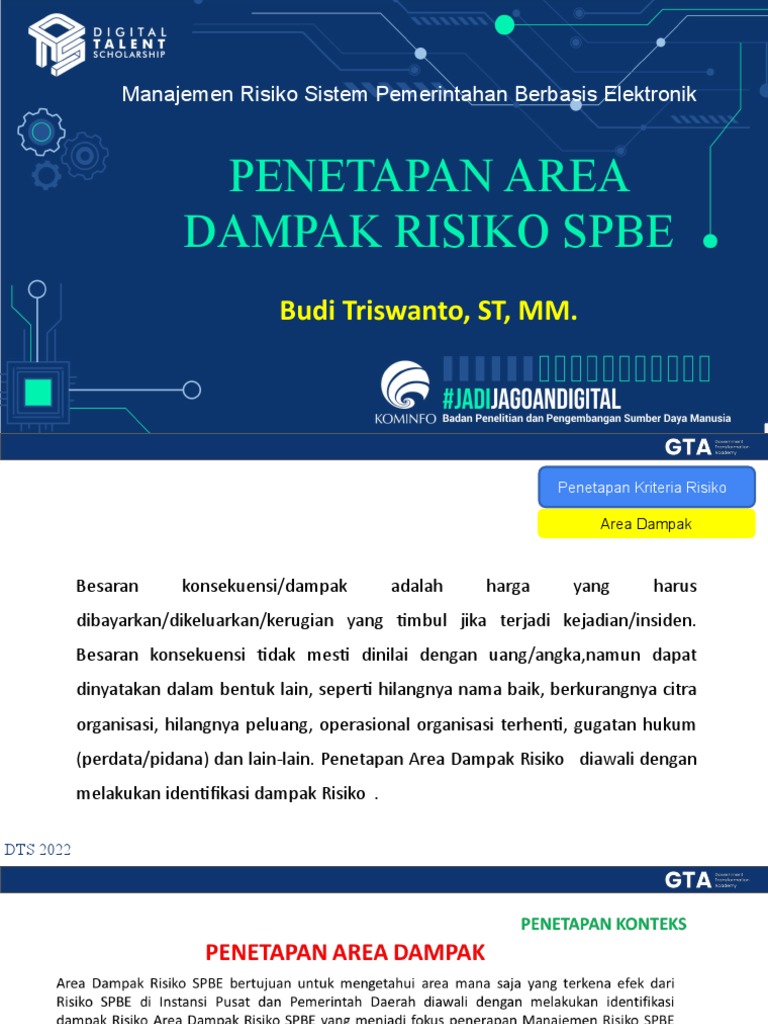 MATERI - Penetapan Area Dampak Risiko SPBE | PDF