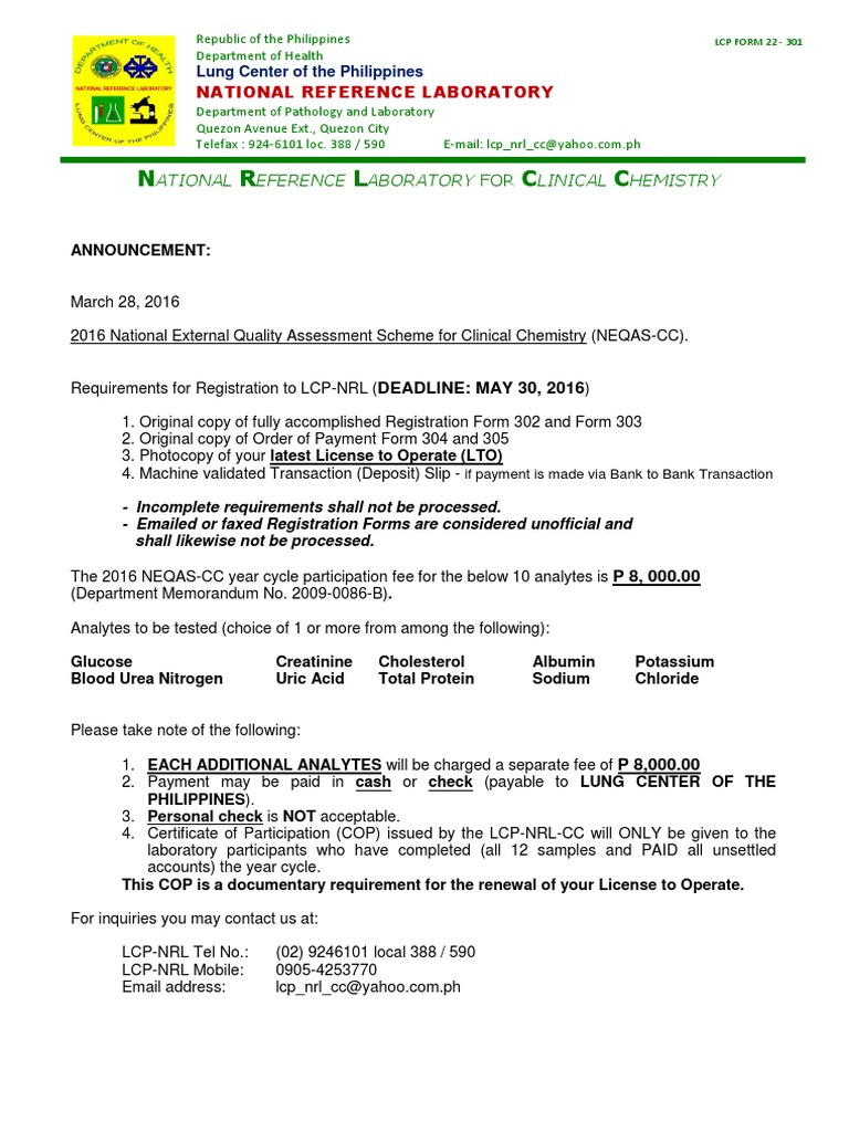 CC Neqas Announcement | PDF