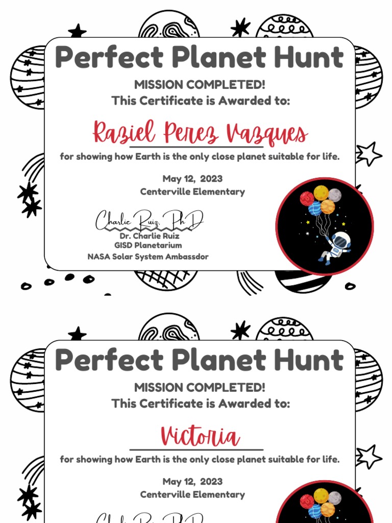 Perfect Planet Certificate | PDF