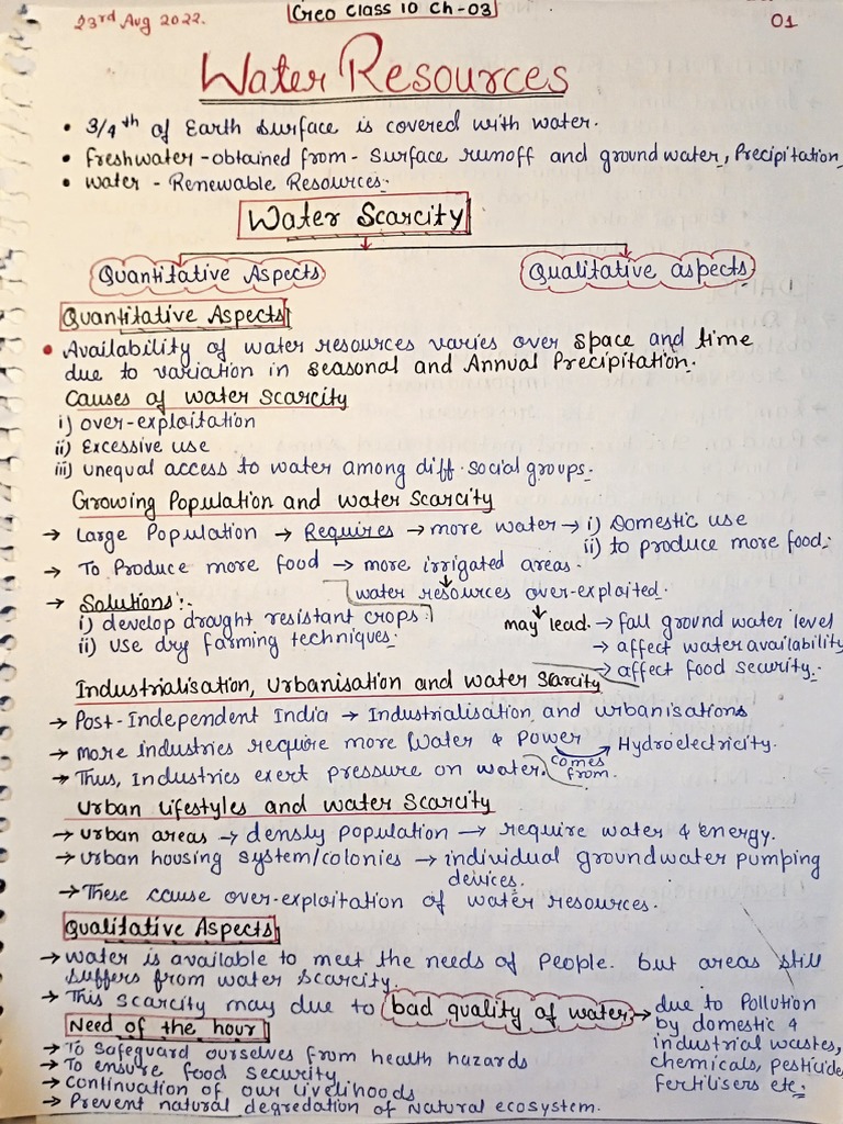 Water Resources Class 10 | Download Free PDF | Hydrology