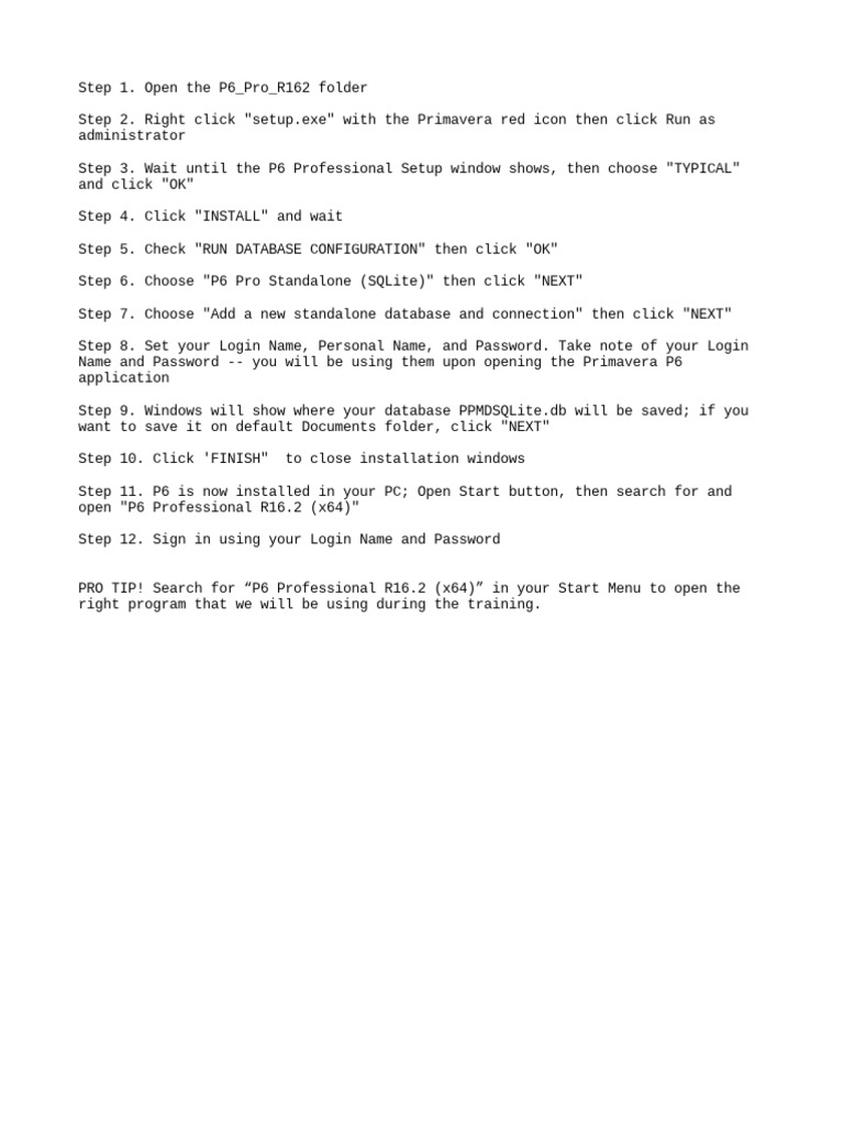 Installation Instructions For Primavera P6 R16.2 | PDF