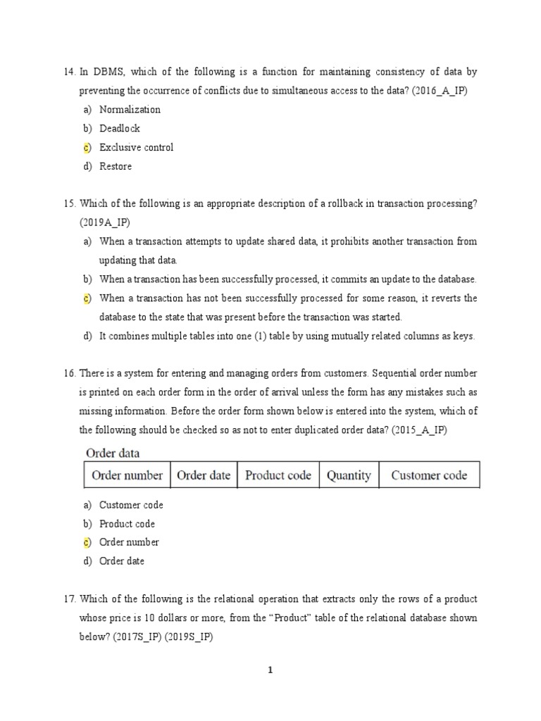 IP Chap9 3 Database No14To28 Questions | PDF