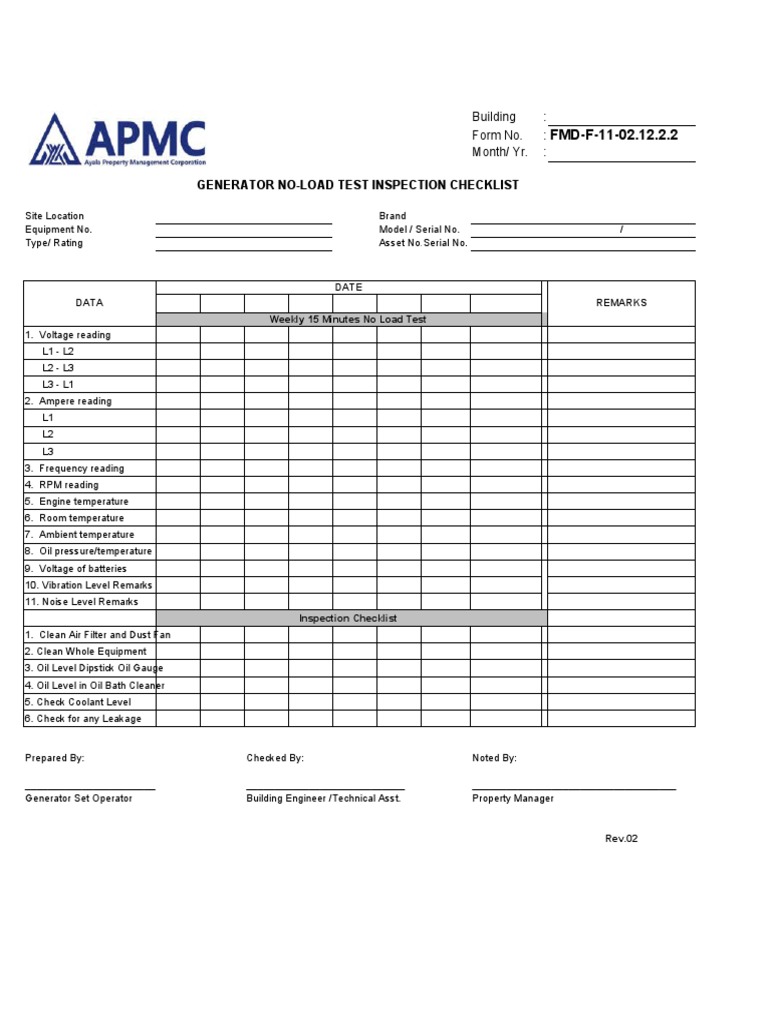 FMD-F-11-02.12.2.2 Generator No Load | PDF | Technology & Engineering