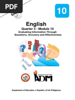 English 10 Quarter 2 Module 2 | PDF | Argument | Verb