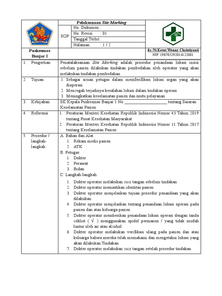 Sop Site Marking Banjar Ed | PDF