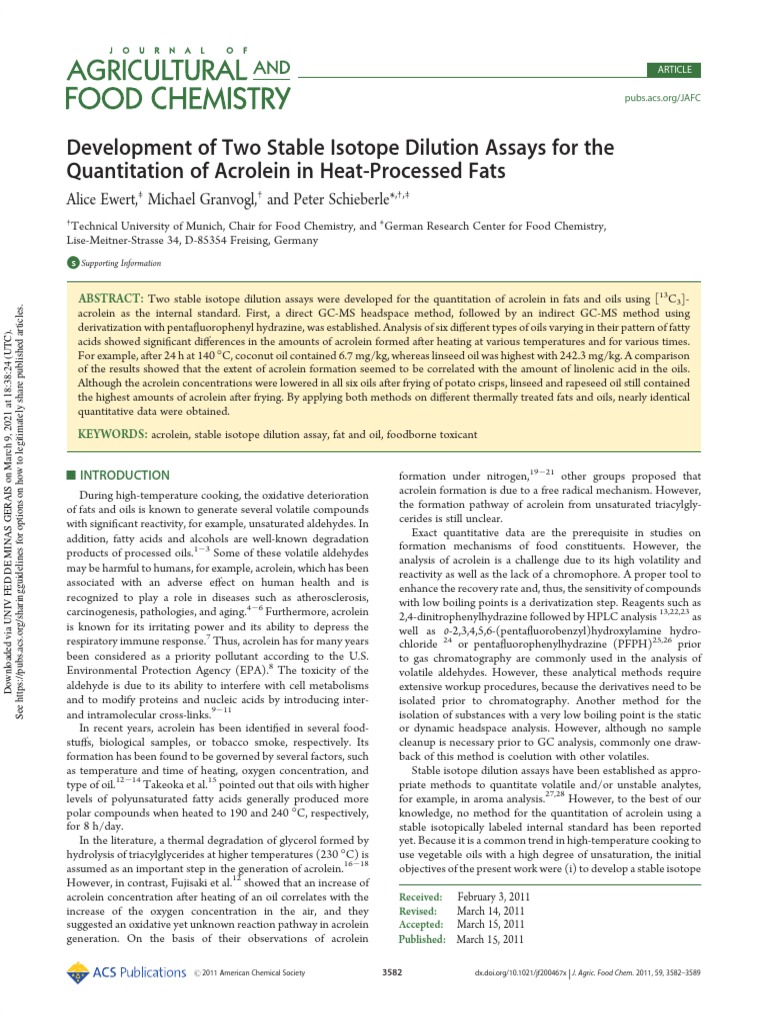 Development of Two Stable Isotope Dilution Assays For The | PDF
