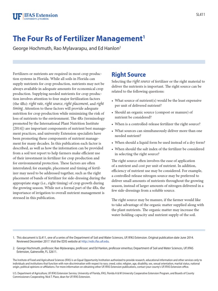 The 4Rs for fertilizer management | PDF