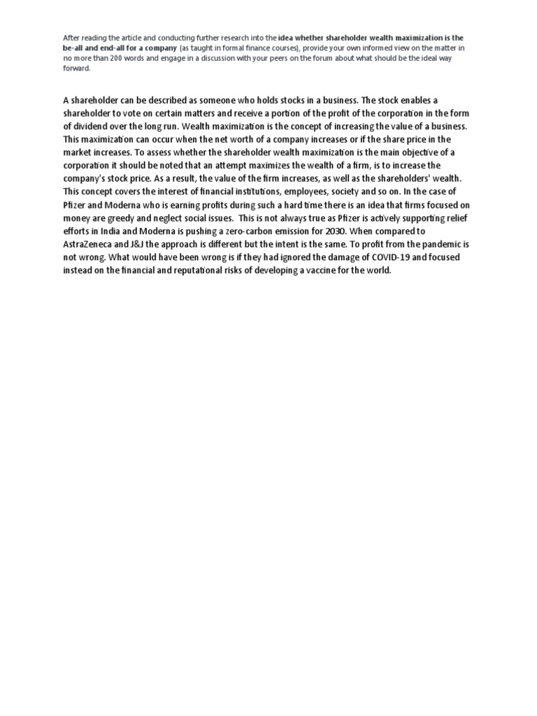 Shareholder Value Remains The Beacon That Guides Most Business ...