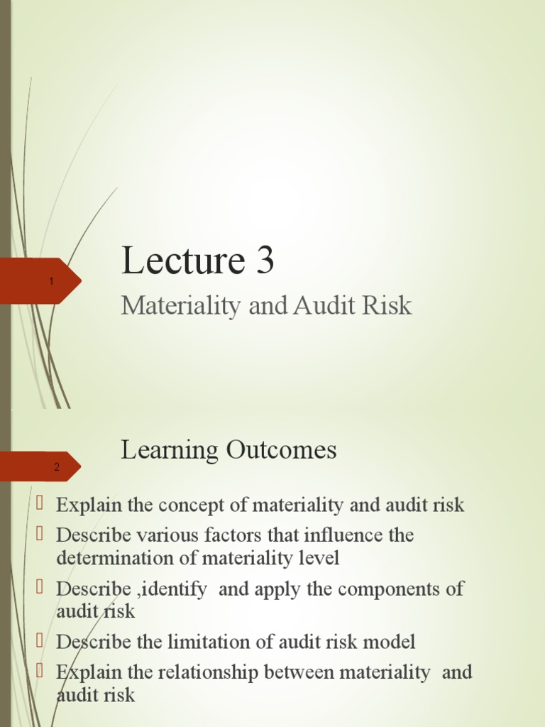 Lecture 3-Risk Materiality-JUNE 2023 Revised 1 | PDF | Audit ...