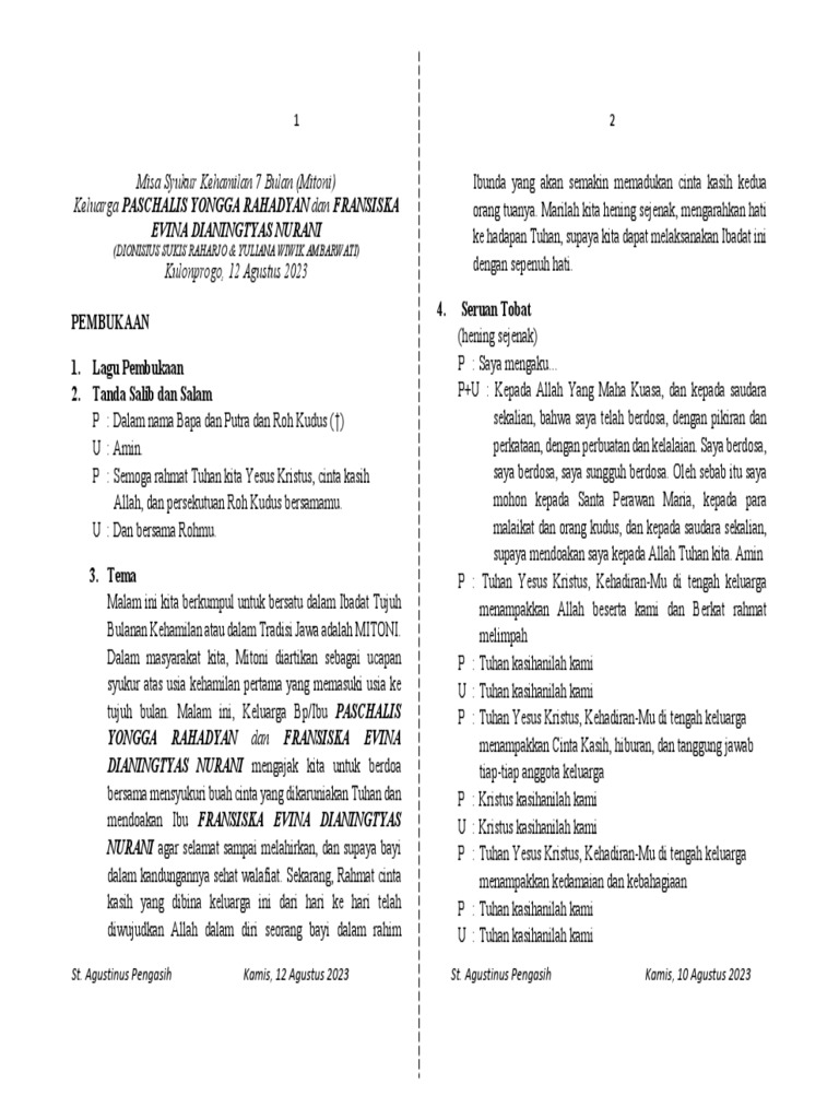 09 Ibadat Lingkungan MITONI 12 AUG 2023 | PDF