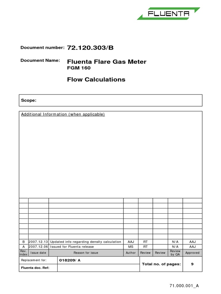FGM 160 Flow Calculations Manual | PDF | Technology & Engineering