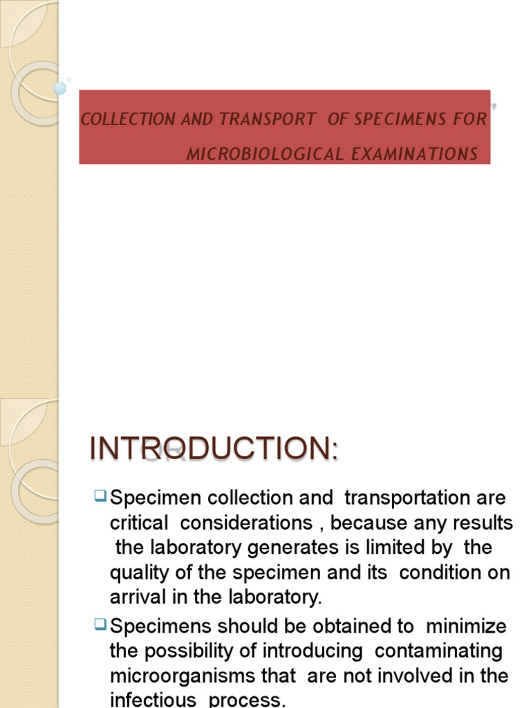 Collection and Transport of Clinical Specimens | PDF