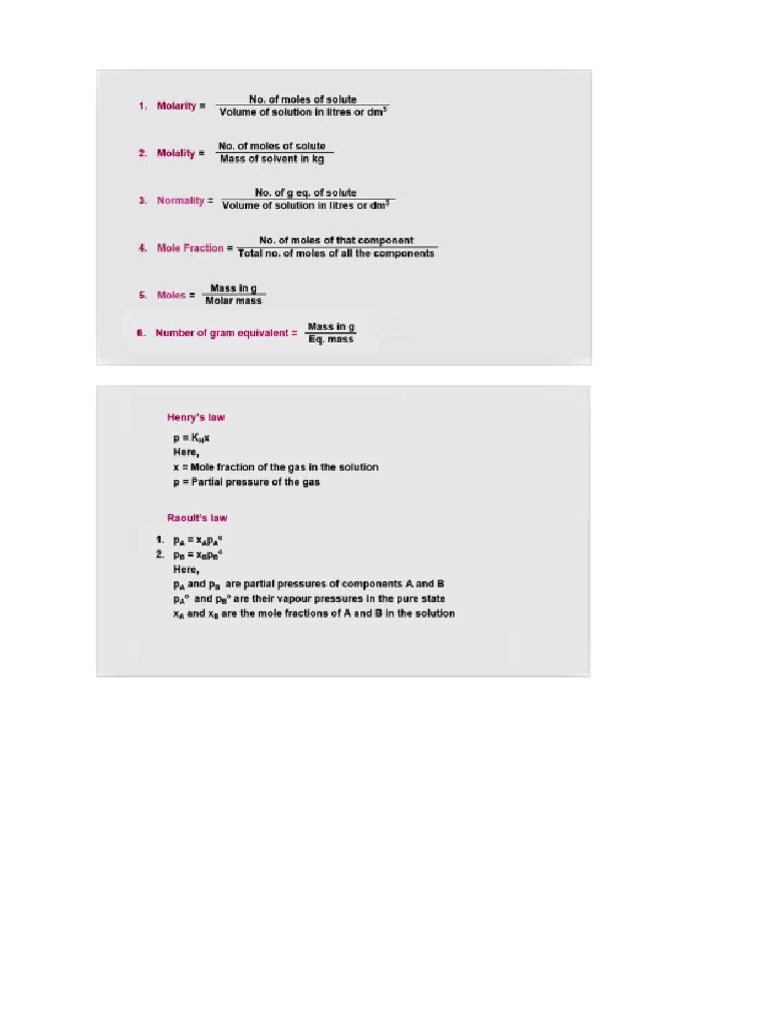Solution Formula Sheet | PDF