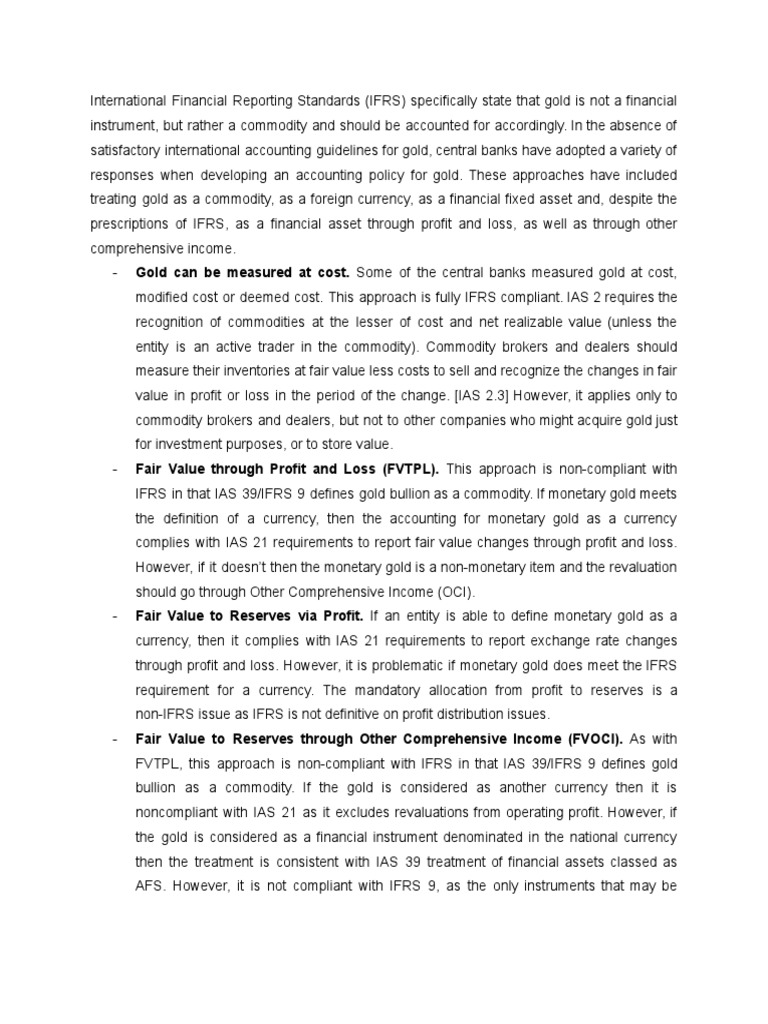 Accounting Treatment of Gold Reserves | PDF