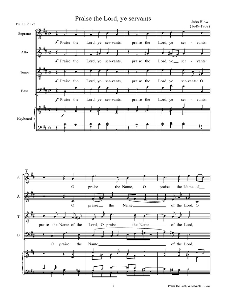 Blow - Praise The Lord, Ye Servants | PDF