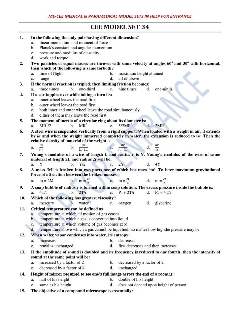Cee Model Set 34 | PDF | Electron | Gases