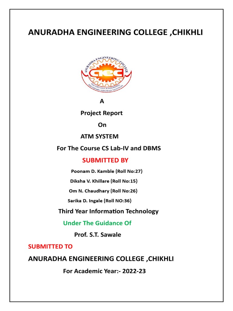 ATM System Project | PDF | Automated Teller Machine | Personal Identification Number