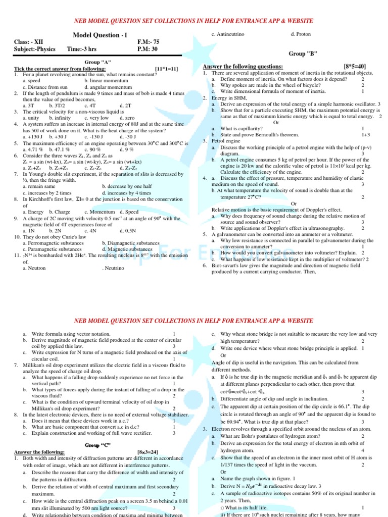 Physics Set 1 in HFE | PDF | Electron | Magnetic Field