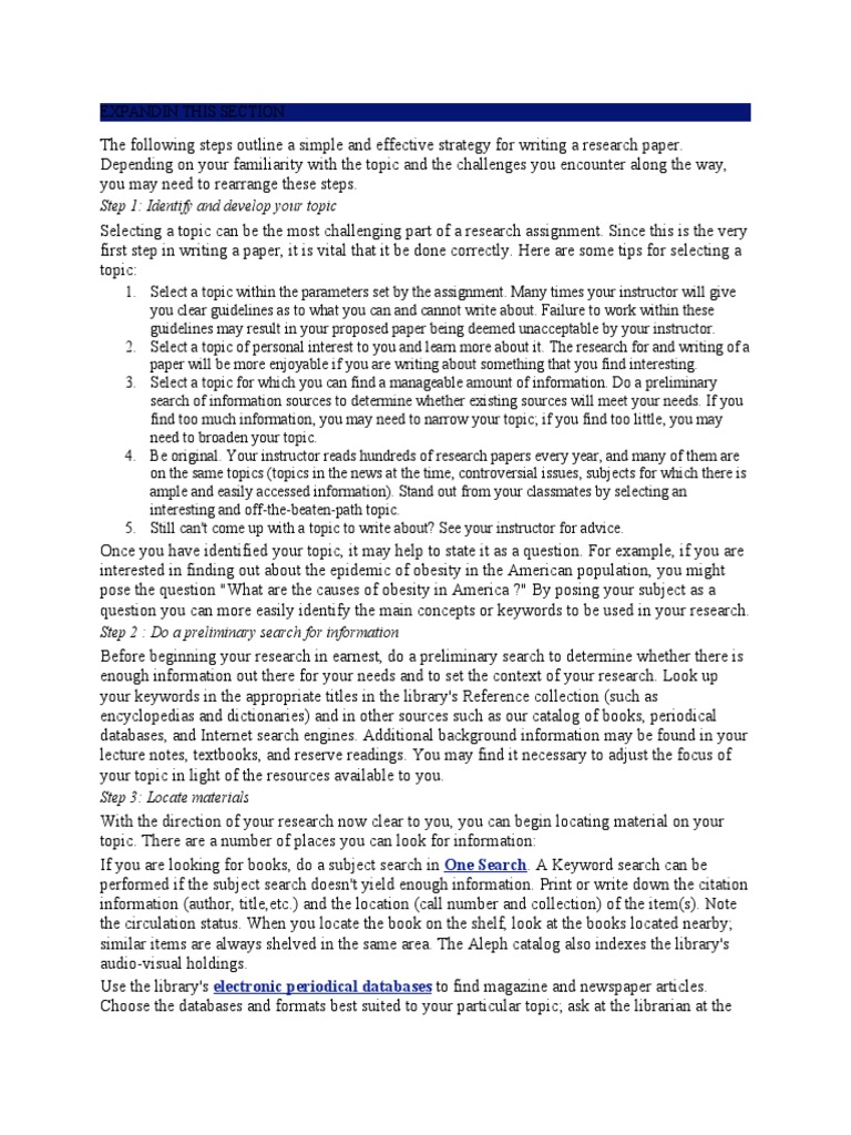 Steps in Writing a Research Papee | PDF