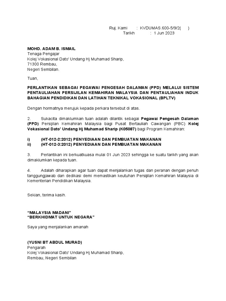 Surat Lantikan | PDF