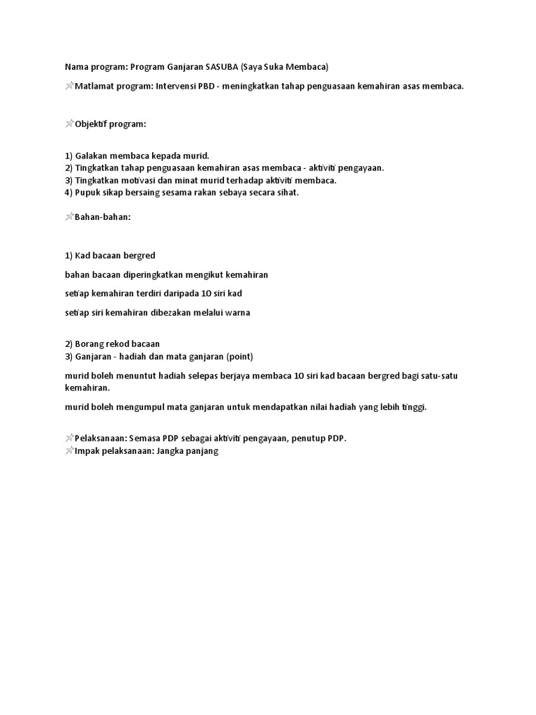 Nama Program Membaca | PDF