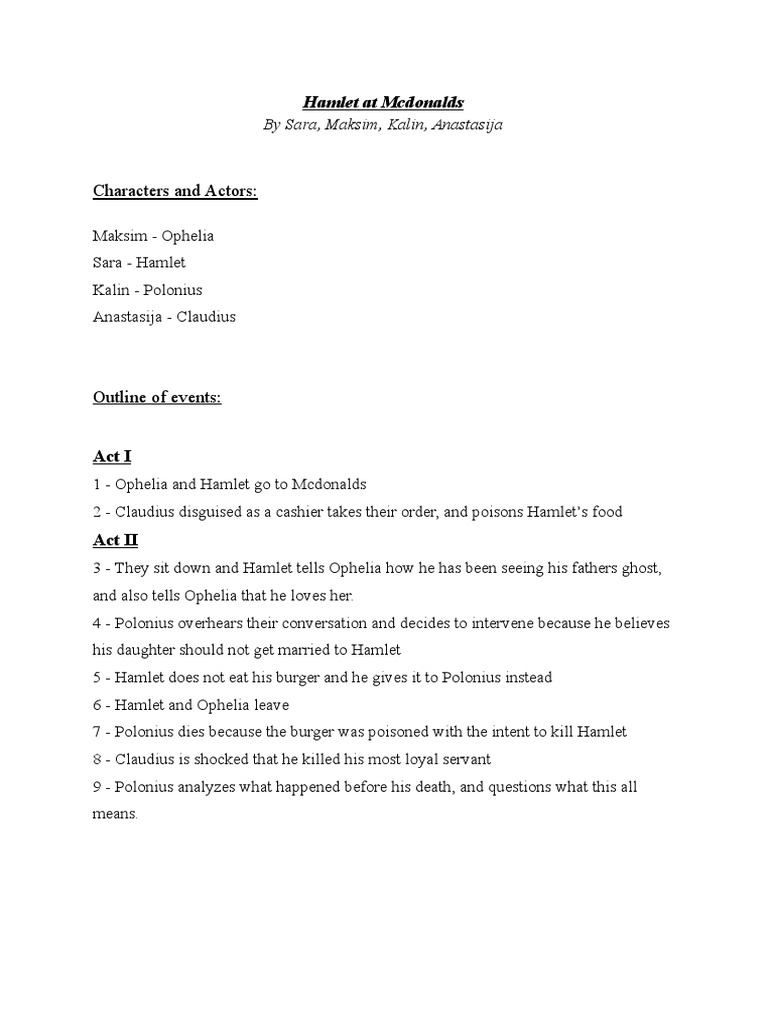 A Scene In Shakespeare s Hamlet PDF Hamlet