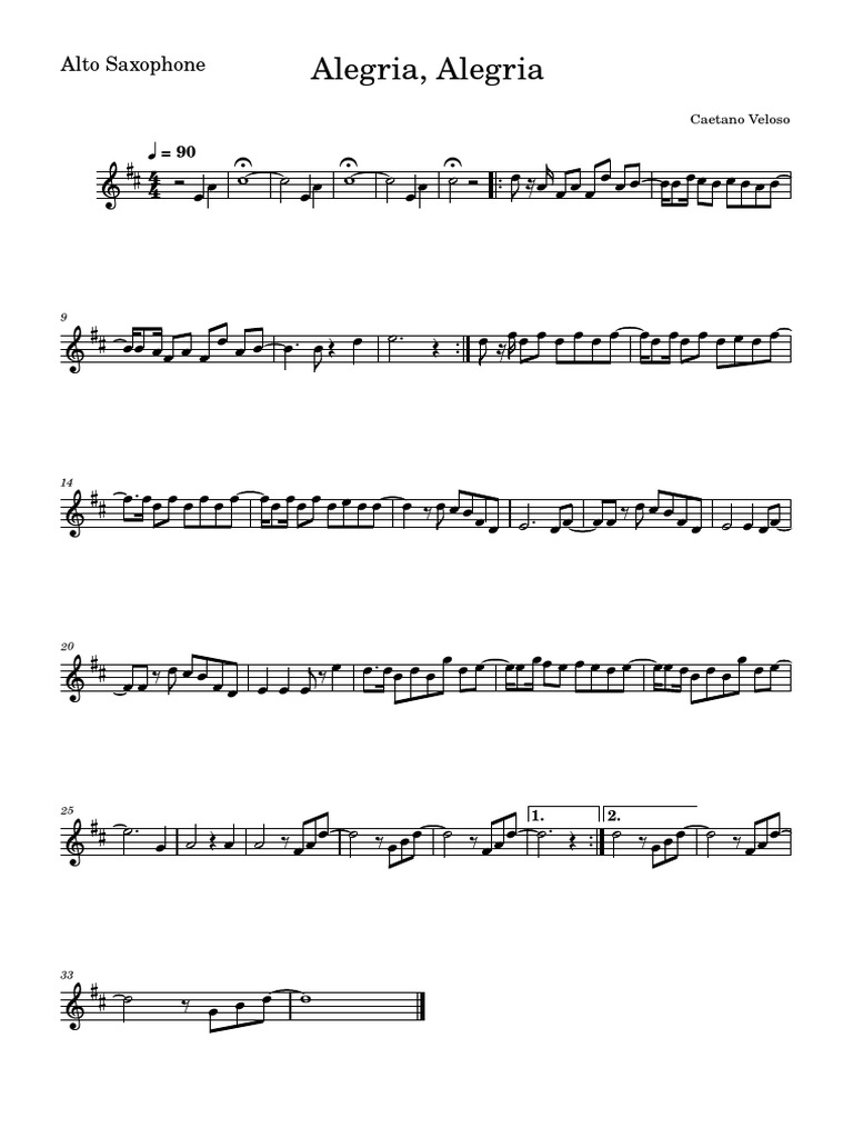 Alegria, Alegria 30.3-Alto - Saxophone | PDF
