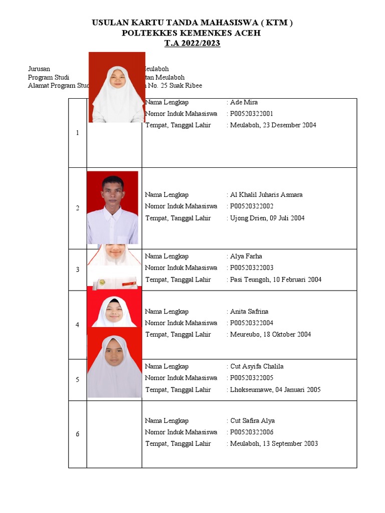 Formulir Permintaan Data KTM (1-A) | PDF