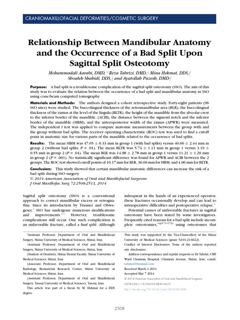 Artigo Bad Split | Download Free PDF | Surgery | Oral And Maxillofacial ...