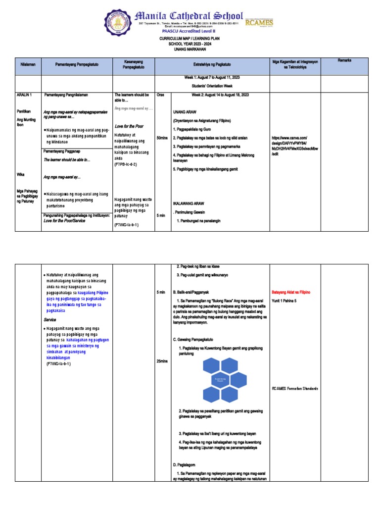 FILIPINO CMAP LP Template 2023 2024 | PDF