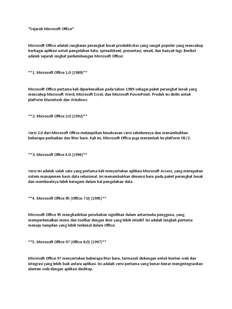 Sejarah Microsoft Office | PDF
