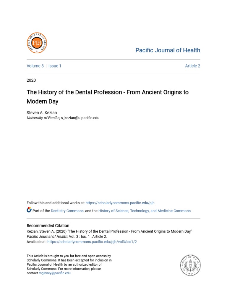 History of Dentistry: Ancient to Modern | PDF | Science & Mathematics