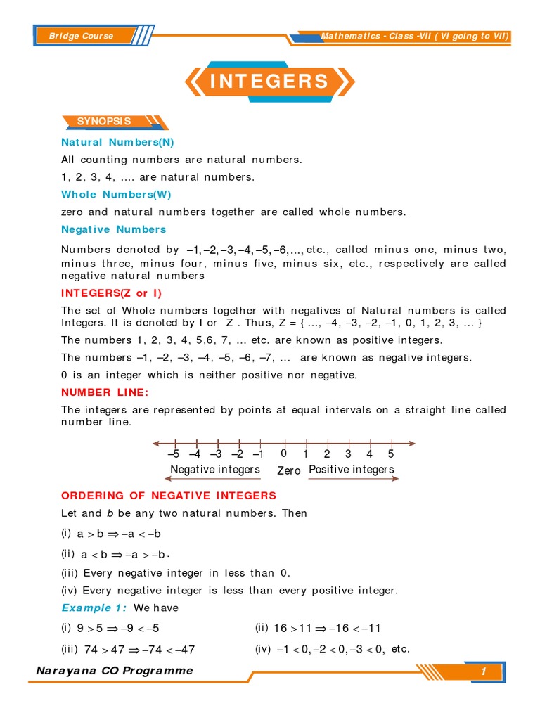 01 Integers | PDF | Integer | Numbers