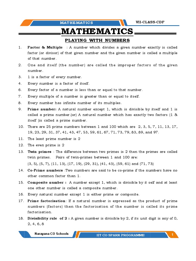 01_VII_CO-SPARK_MATHS_CDF BOOKLET__(01-62) | PDF