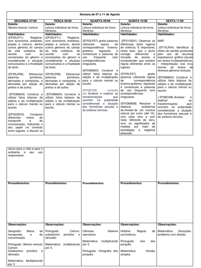 PLANO 07 A 11 Ag. | PDF | Cálculo | Piadas