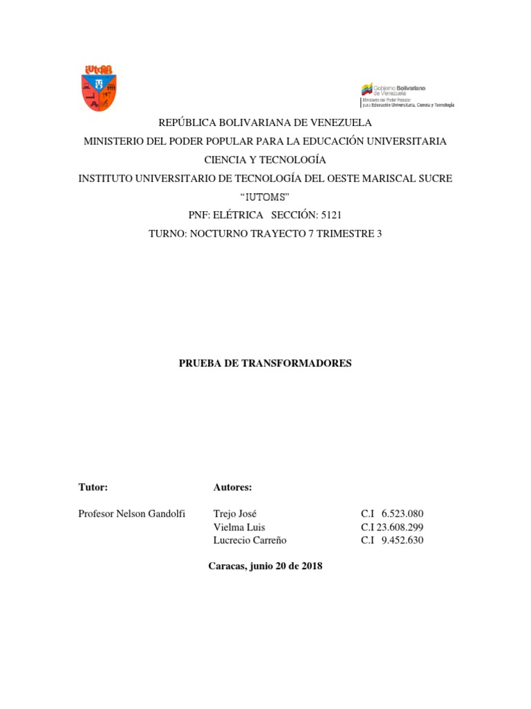 Prueba de Transformadores | PDF