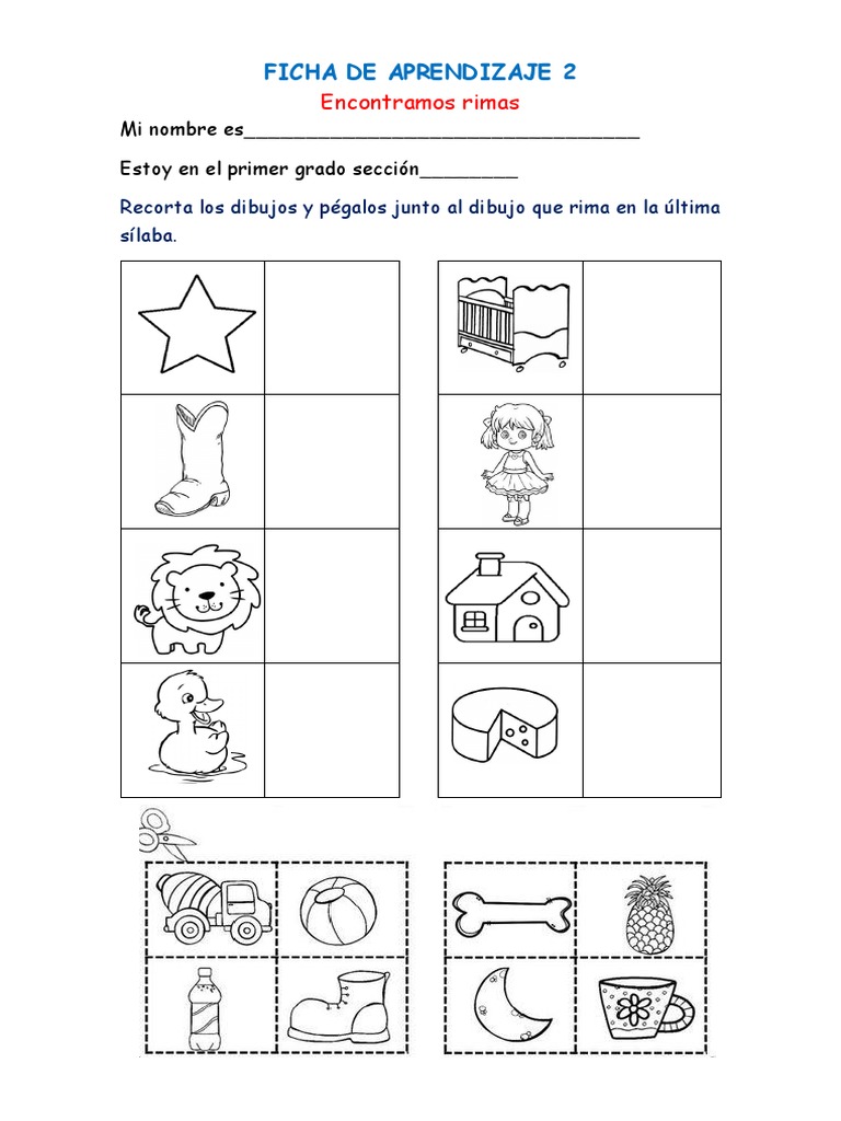 FICHA DE APRENDIZAJE - Rimas - 2 | PDF