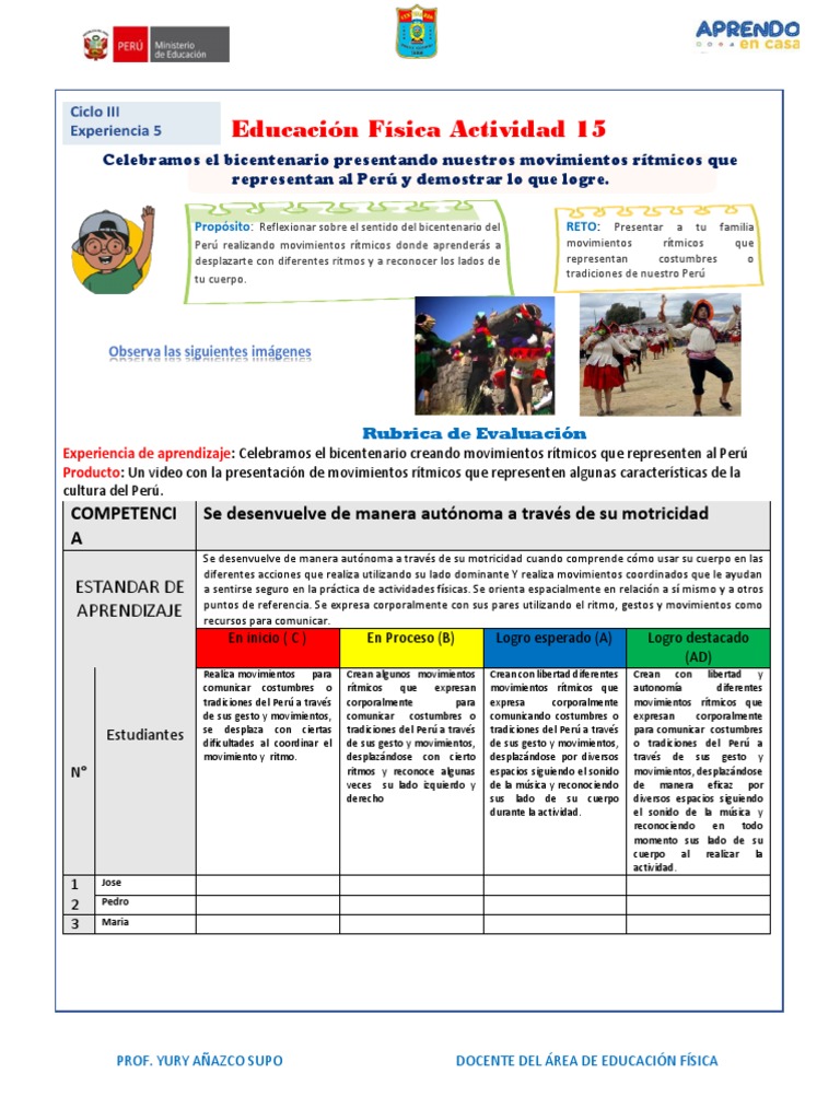 Actividad #15 Educaciòn Fisica | PDF