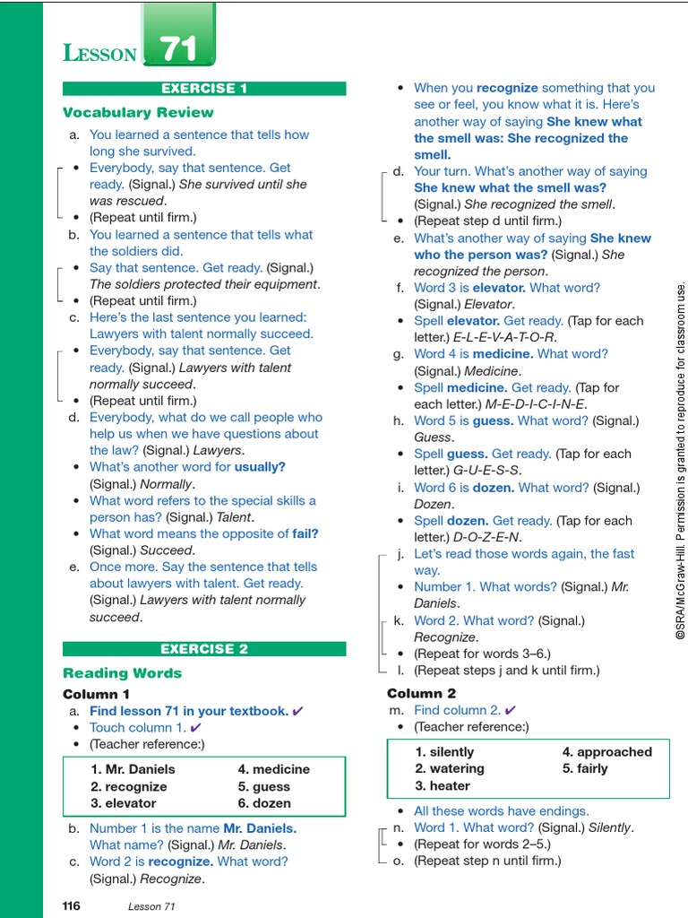 Reading Mastery Sample Lesson - Level 2 | PDF